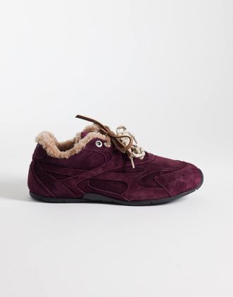 Bronx Myr-aa - Baskets montantes en dentelle avec fourrure - Bordeaux fonc&eacute;-Rouge