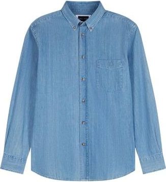 Eden Park Chemise droite en jeans &agrave; logo en coton
