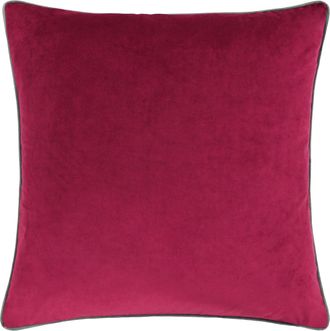furn. Meridian Kissenbezug - luxuri&ouml;ser kontrastfarbener paspelierter Samt-Dekobezug (Cranberry/Mokka - 45x45cm)