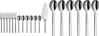 WMF Nuova Obst-/ Kuchenbesteck 13-teilig, für 6 Personen, Kaffeelöffel, Kuchengabel, Tortenheber, Cromargan Edelstahl poliert & Nuova Espressolöffel Set, 