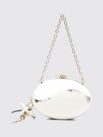 Self Portrait Ovale Mini-Clutch aus Satin mit Kristallen und Metallnetzgriff