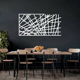 Generic Metall-Wandkunst, geometrisch, modern, zeitgen&ouml;ssisch, Mid-Century-Modern-Dekor, gro&szlig;es Dekor f&uuml;r Wohnzimmer (Wei&szlig;, 41x21|105x54 cm)