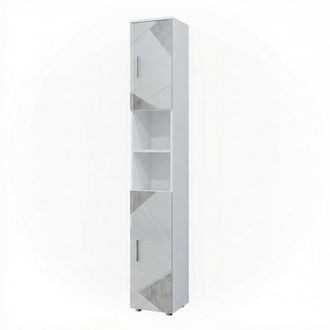 Vicco Badschrank Wei&szlig; Hochglanz mit Eins&auml;tzen Irma 30x192x30 cm - W&auml;scheschrank, Viel Stauraum von Oben bis unten - ideal f&uuml;r Handt&uuml;cher & Pflegeprodukte