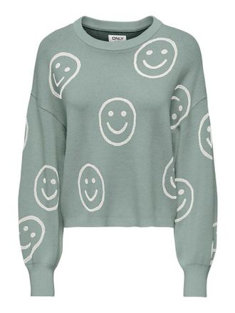 Only Strickpullover ONLMONTANA LS JQ O-NECK CC KNT mit Rippb&uuml;ndchen
