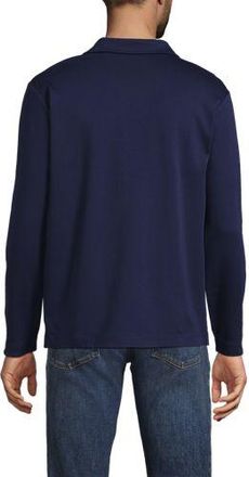 Lands End Supima Langarm-Poloshirt mit offenem Kragen, Herren, Gr&ouml;&szlig;e:44-46 regular, Blau, Baumwolle, by Lands End