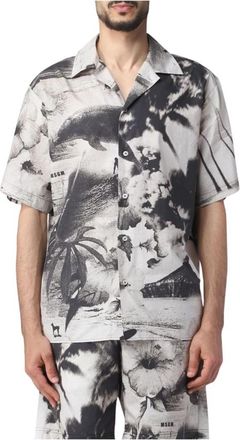 Msgm Hemd mit Grafikdruck- kurz&auml;rmlig - - Shirts - Herren - Grau - XL