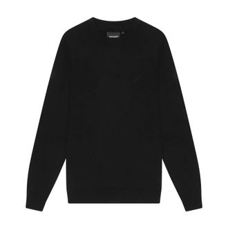 Lyle & Scott Merino-Rundhalspullover mit Ton-in-Ton Adler - - Knitwear - Herren - Schwarzk - S