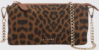 La Carrie Clutch aus Veloursleder mit Animal-Print und abnehmbarer Schlaufe