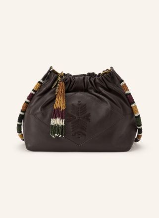 BA&SH Ba&Sh Umh&auml;ngetasche June Mini Mit Schmuckperlen braun