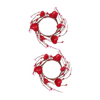 Angoily 2 Stück Rote Kerzenringe mit Herz Beerenmotiv Romantische Dekoration für Valentinstag und Muttertag Schaumstoff-Material für Stumpenkerzen Gemütliche 