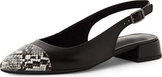 Tamaris Slingpumps TAMARIS, Damen, Gr. 36, schwarz, Leder, Lederimitat, unifarben mit Farbeinsatz, Schuhe Slingpumps, Blockabsatz, Businessschuh mit verstellb
