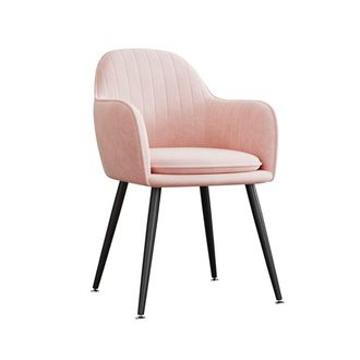 Generic Schminkstuhl, moderner rosa Frisiertischstuhl - stilvoller Frisiertischhocker mit schwarzen Metallbeinen, perfekt für das Schminkzimmer, Wohnzimmer od