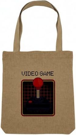 Fabulous Sac Shopping Tote Bag Aspect Lin - Joystick Synthwave Jeux Video Retro Gaming Classique Arcade - Sac de Courses Toile Epaisse 360g Beige Naturel Cabas