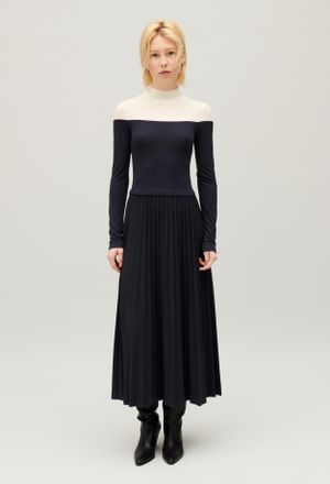 Claudie Pierlot Langes plissiertes Twistkleid dreifarbig