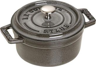 Staub Mini Cocotte en Fonte &Eacute;maill&eacute;e avec Couvercle, Tous feux dont induction, 1 personne, Ronde, 10 cm, 0,25 L, 1 kg, Gris Graphite