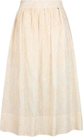 Liu Jo Femme, Jupes, Beige, Taille: 40 FR Floral Embroidered Midi Skirt