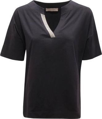 D.exterior Femme, Tops, Noir, Taille: 42 FR 60683 Jersey Cotone Cat Polo