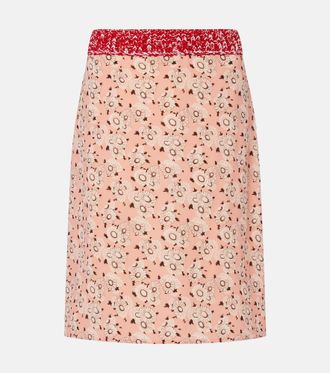 Prada Jupe crayon en soie mélangée à fleurs