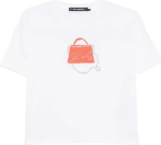 Karl Lagerfeld graphic-print cotton T-shirt - Wei&szlig;
