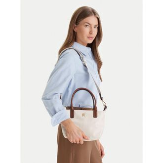 Tommy Hilfiger Handtasche Tommy Hilfiger Popette Mini Tote AW0AW17709 &Eacute;cru