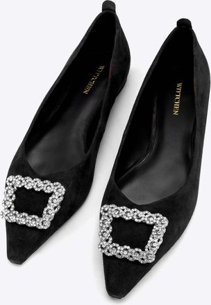 Wittchen Damen-Ballerinas aus Wildleder mit Schnalle, Schwarz