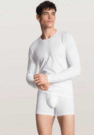 CALIDA Langarmshirt Cotton Code Rundhals-Ausschnitt, Single Jersey, formstabil, elastisch, weich