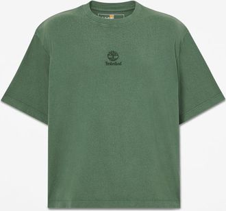 Timberland All Gender Sunwashed T-Shirt mit aufgesticktem Logo in Dunkelgr&uuml;n, Gr&uuml;n, Gr&ouml;&szlig;e