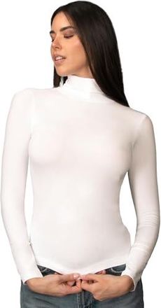Intimidea T-Shirt Manches Longues Femme, col roul&eacute;, Cachemire et Modal, Douce et Chaude, 212818 (Lait, L/XL)