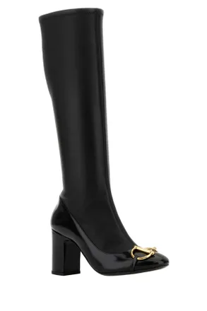 Gucci Womens Black Leather Boots Nero Stivali