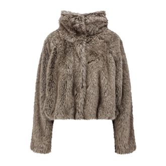 Alysi Cropped Pelzmantel - - Jackets - Damen - Braun - S