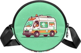 Generic Ambulance Petit sac &agrave; bandouli&egrave;re circulaire pour femme avec fermeture &eacute;clair et bretelles r&eacute;glables Style d&eacute;contract&eacute;