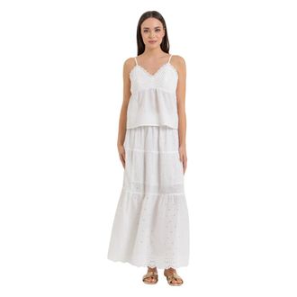 Kocca Femme, Jupes, Blanc, Taille: 42 FR Jupe Maxi &agrave; Volants