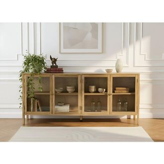 BOBOCHIC Buffet 4 portes 180 cm CARMEN placage ch&ecirc;ne massif