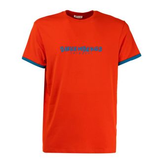 Dirk Bikkembergs Herren Logo T-Shirt in Unifarbe - - Tops - Herren - Orange - S
