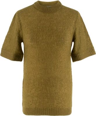 Prada Khaki Semi Sheer Mohair Blend Knit Top Size XS