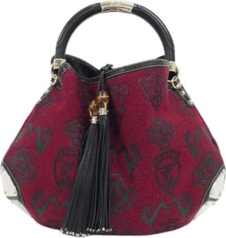 Gucci Sac bandouli&egrave;re en laine et cuir Pre-owned - Femme - Pre-owned - Rouge - Taille: ONE Size