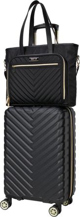 Kenneth Cole Reaction Kenneth Cole Damen Madison Quadratisches Hardside Chevron Erweiterbares Gepäck, Schwarz, 2-Piece (20 Carry On + Tote), Madison Square Gepäckstück mit 