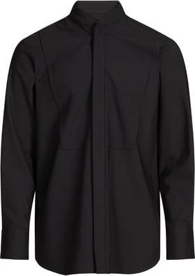 Emporio Armani Chemise &agrave; col officier en laine vierge m&eacute;lang&eacute;e