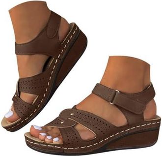 Generic Sandales orthopédiques larges pour femme, chaussures dété antidérapantes pour lextérieur, chaussures de plage compensées à bout large et sangle de che