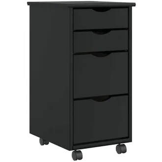 vidaXL Vidaxl - Rollschrank mit Schubladen moss Schwarz Massivholz Kiefer