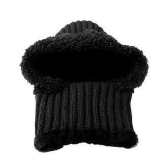 Generic Bonnet en tricot - Automne avec cache-cou, doublure en polaire mignon | Chapeau dhiver &agrave; rabat doreille pour femme, 30 x 35 cm, thermique et chaud pou
