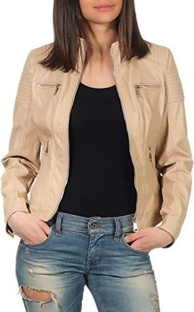 Malito more than fashion Malito Femme Simili Cuir Veste Sakko Blazer 5179 (Beige, XXL)