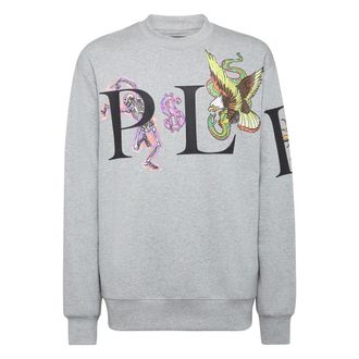 Philipp Plein Homme, Sweatshirts et sweats &agrave; capuche, Gris, Taille: 2XL SweaT-shirt LS Tattoo