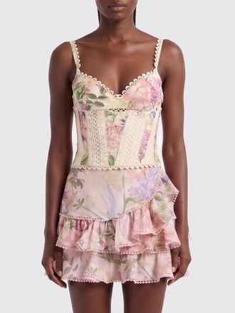 Charo Ruiz Ibiza Top corset Ibiza slim fit en coton m&eacute;lang&eacute; &agrave; broderies florales