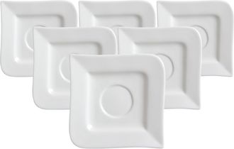 Ritzenhoff & Breker Melodie Kaffeeuntertasse 14 cm, 6er Set, Unterteller mit extravaganter Formensprache und schlichtem Design, Porzellan, Sp&uuml;lmaschinenfest, Wei&szlig;