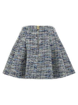 Balmain Tweed Pleated Skirt - Navy