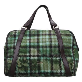 Alviero Martini 1A Classe Sac en coton imprim&eacute; et cuir - Femme - Sacs - Vert - Taille: ONE Size