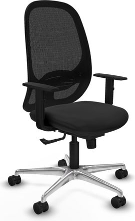 Piqueras y Crespo Schwarzer Schreibtischstuhl mit 1D-Armen, h&ouml;henverstellbare Lendenwirbelst&uuml;tze. Ausgestattet mit 3 Positionen und Schneidschaum. Mit Rollen von 65 mm 