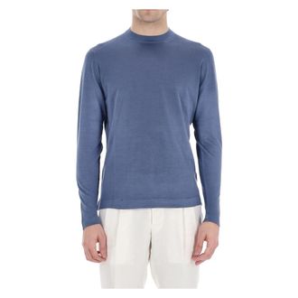 Drumohr Seiden Rundhals Pullover - - Knitwear - Herren - Blau - 2XL