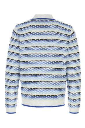 Casablanca Mens Embroidered Cotton Polo Shirt Blue Exterior